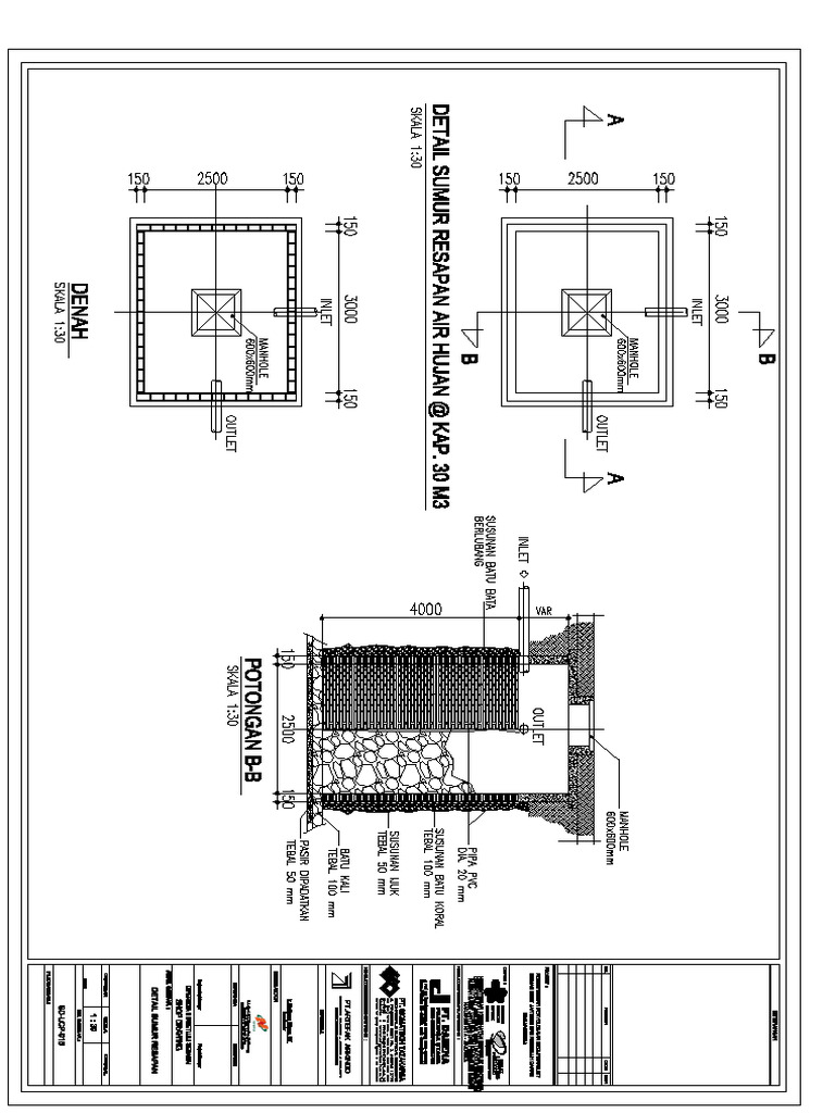 Denah Sumur Resapan Dan Water Trap (DETAIL TRAP-LCP16) | PDF