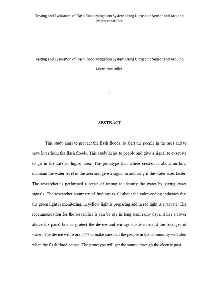 Flash Flood Mitigation with Arduino | PDF | Ultrasound | Flood