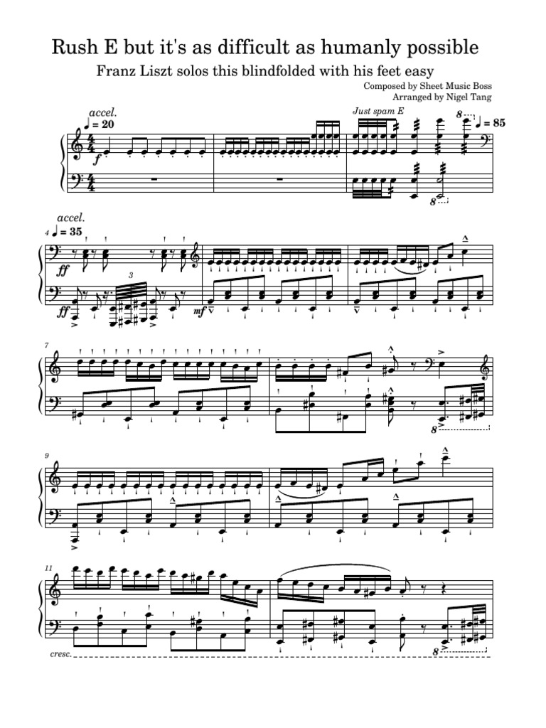 Rush E But Its As Difficult As Humanly Possible | PDF | Musical Compositions | Musicology