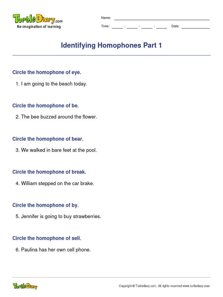 Identifying Homophones First Grade | PDF | Language Arts & Discipline | Art