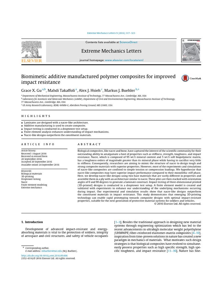 11. Biomimetic additive manufactured polymer composites for improved ...