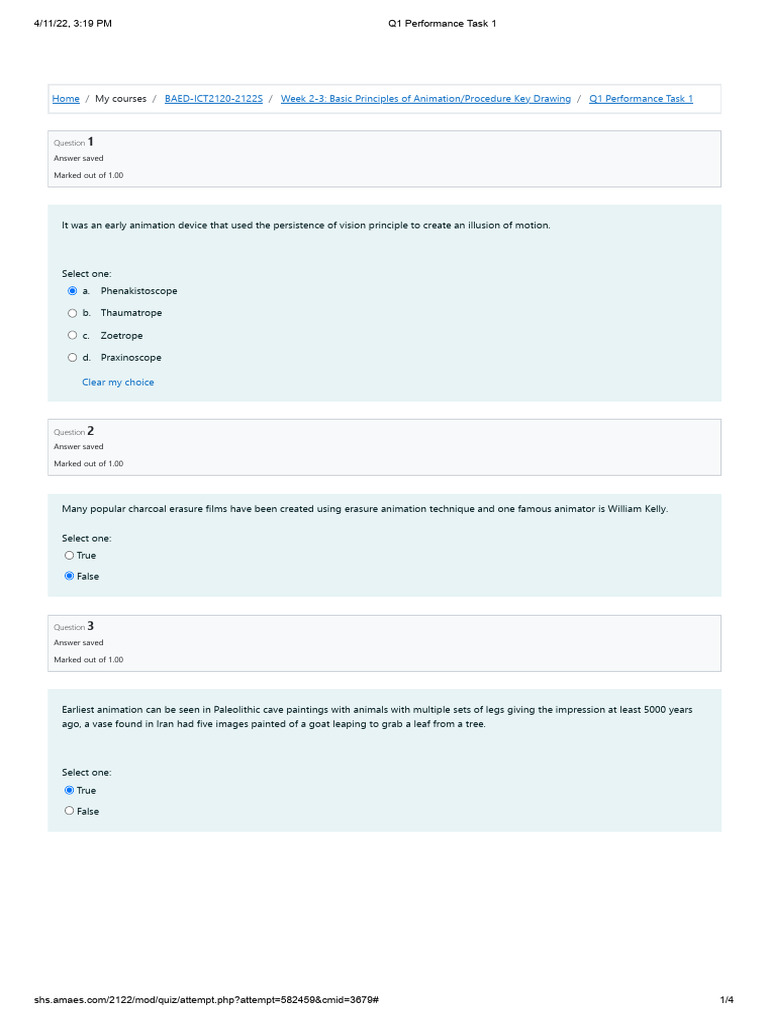 ICT2120 Animation (NC II) Part 1 Q1 Performance Task 1 | PDF ...