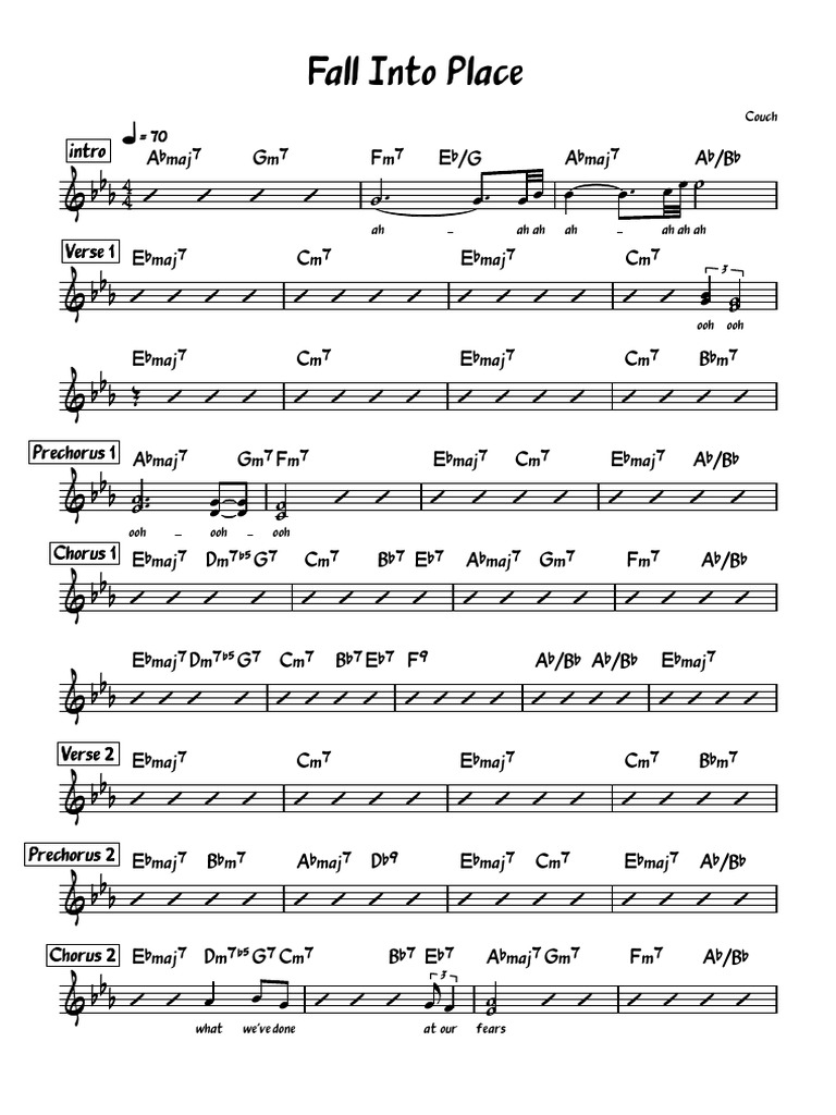 Fall Into Place (BV Score) | PDF | Musical Forms | Performing Arts