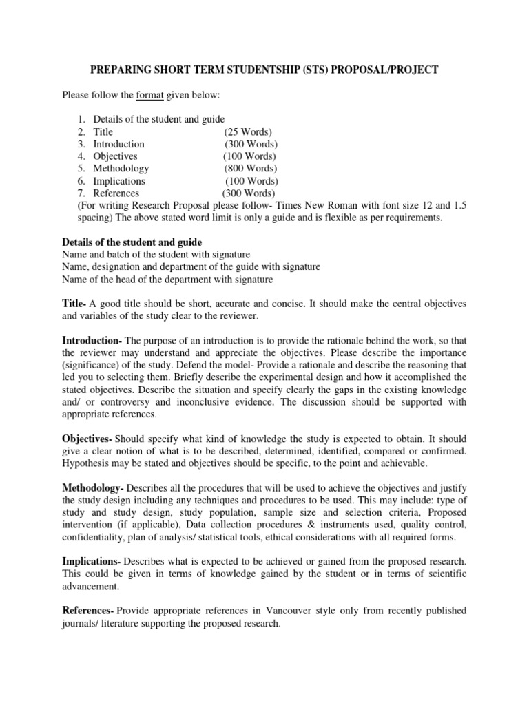 ICMR STS Proposal Preparation Guide | PDF | Methodology | Scientific Method
