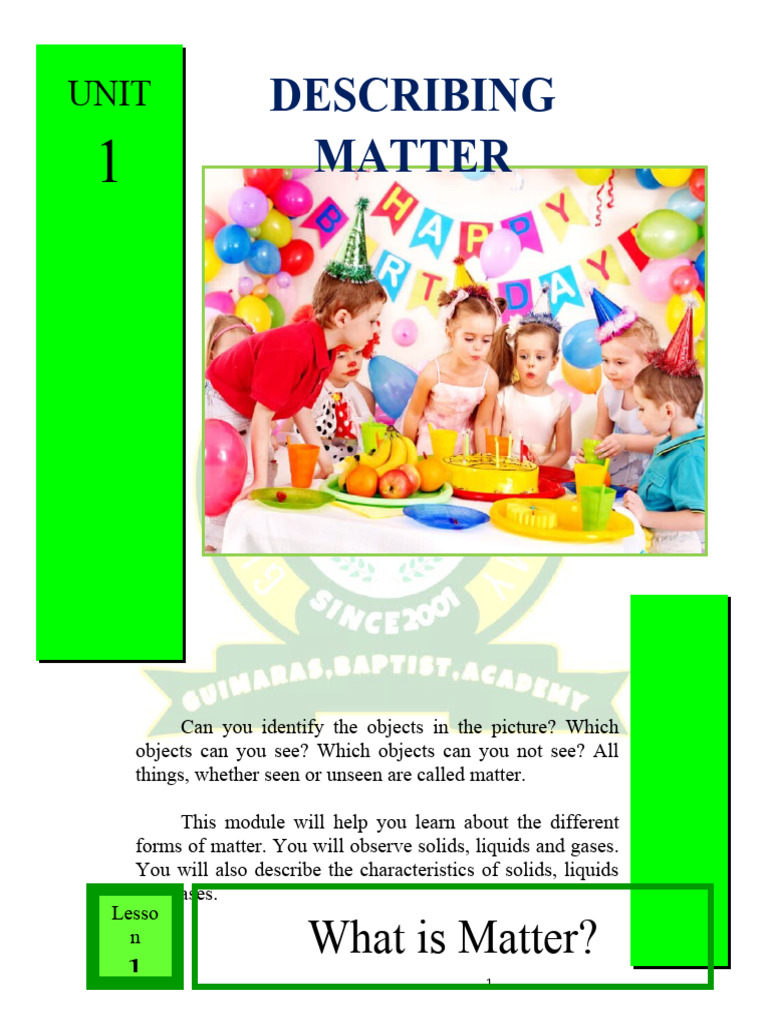 Week1-What Is Matter | PDF | Matter | Weight