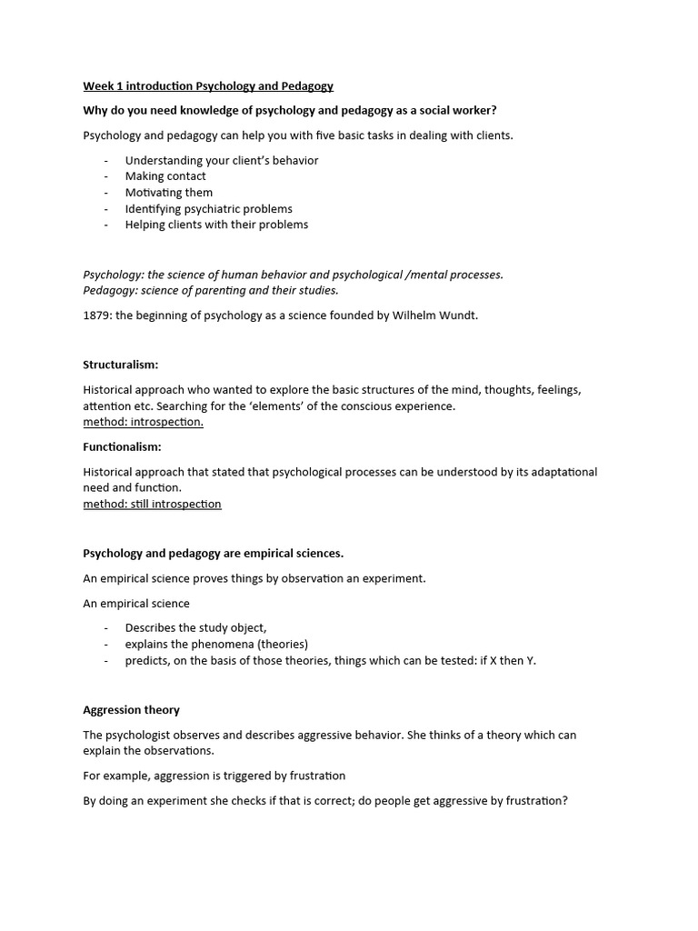 Week 1 Introduction Psychology And Pedagogy Pdf Psychology Cognition