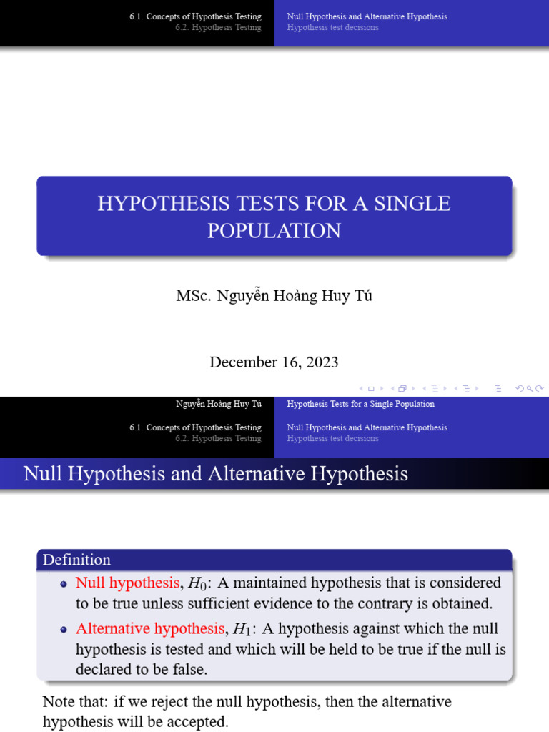 Chapter 6. Hypothesis Tests For A Single Population | PDF | Hypothesis ...