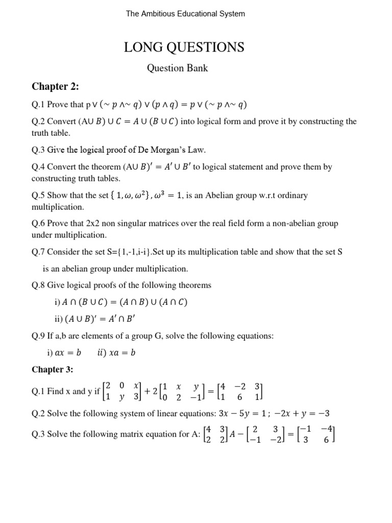 Ambitious Inter 1 Math Imp Long (Taleem Asaan) | PDF | Quadratic ...
