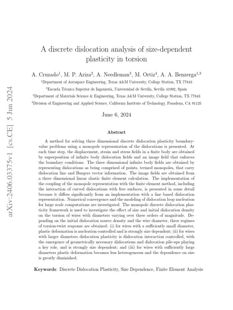 A Discrete Dislocation Analysis of Size-Dependent Plasticity in Torsion ...