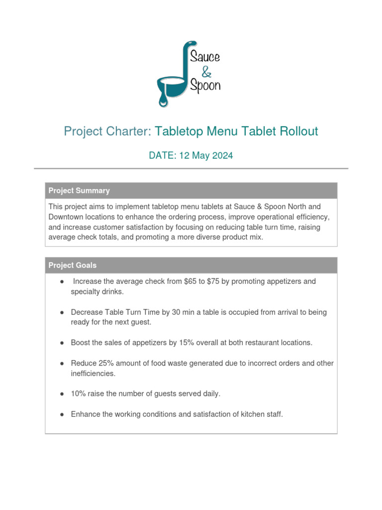 Tabletop Menu Tablet Rollout Plan | PDF | Point Of Sale | Tablet Computer