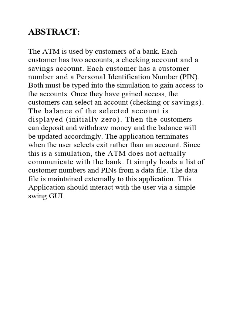 Abstract | PDF | Automated Teller Machine | Personal Identification Number