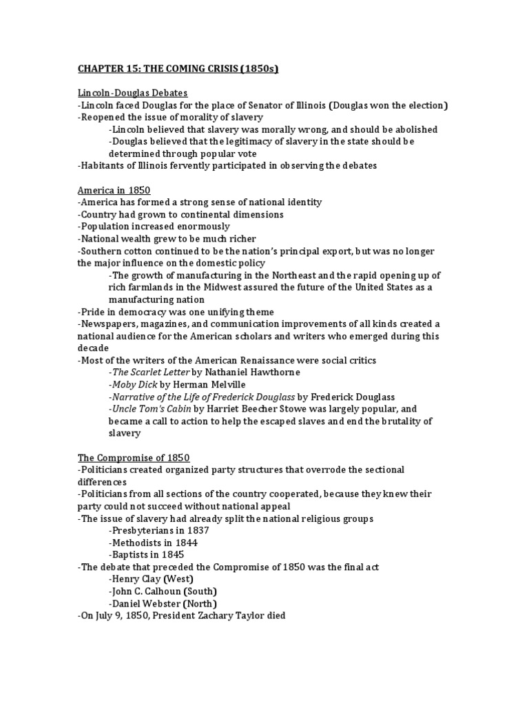 CHAPTER 15 The Coming Crisis | PDF | Southern United States | Slavery