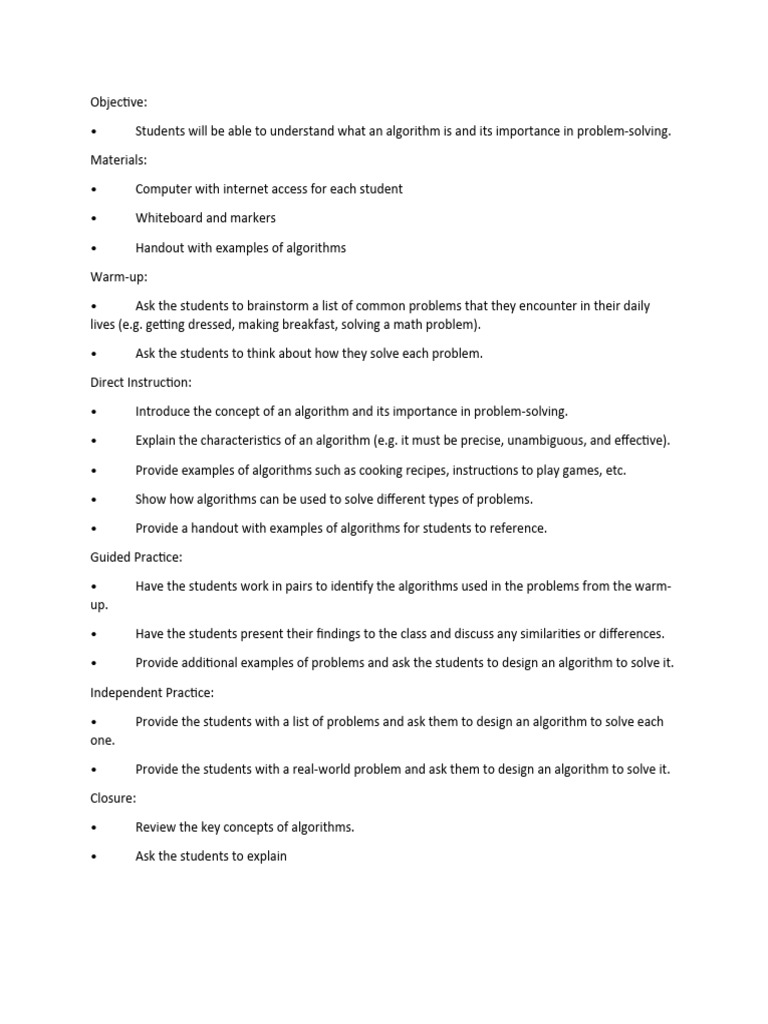 lesson plan1 | PDF | Algorithms | Computer Programming