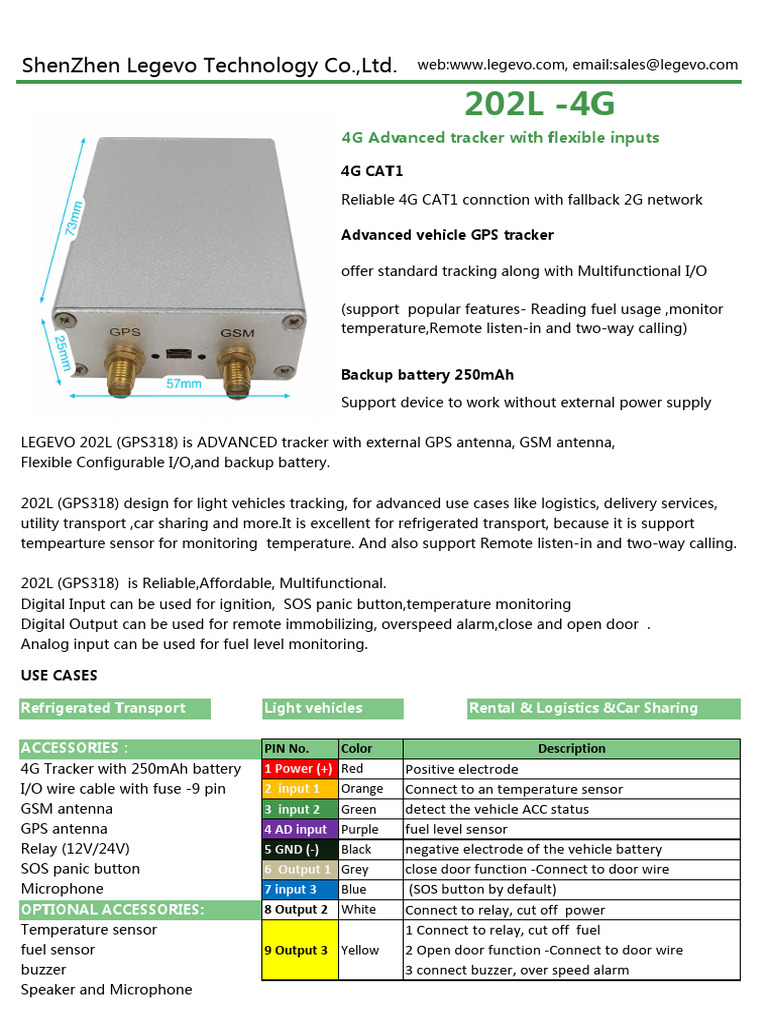 LEGEVO _ 4G-202L-GPS318 _GPS Tracker _ data sheet _ manual tecnico - V1.2 | PDF ...