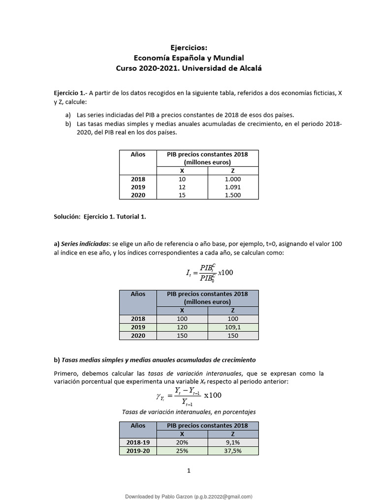 EJERCICIOS TEMA 1 Y 2 EEM EEM | PDF | Producto Interno Bruto | Medidas de ingreso y producción ...