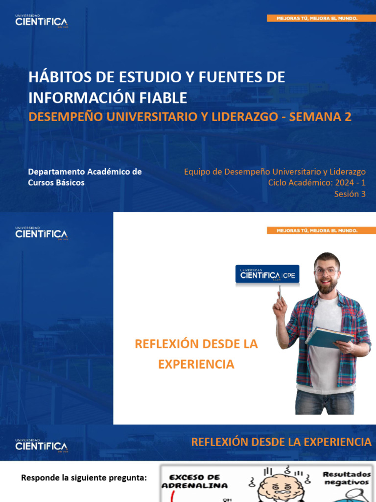 Hábitos de Estudio Y Fuentes de Información Fiable: Desempeño ...