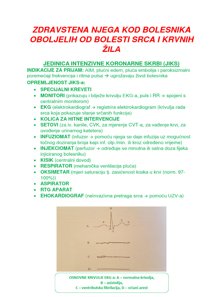 Zdravstena Njega Kod Bolesnika Oboljelih Od Bolesti Srca I Krvnih Žila | PDF