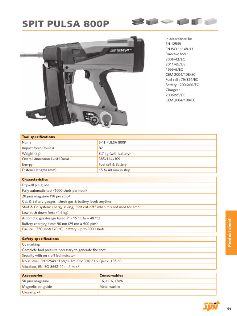 SPIT PULSA 800P Tool Overview | PDF