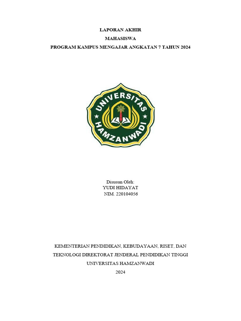 Laporan Program Kampus Mengajar Angkatan 7 Tahun 2024 | PDF | Karier & Perkembangan | Ilmu Sosial