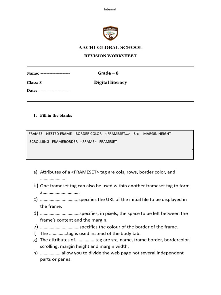 Gr 8 Revision | PDF | Html | Computing