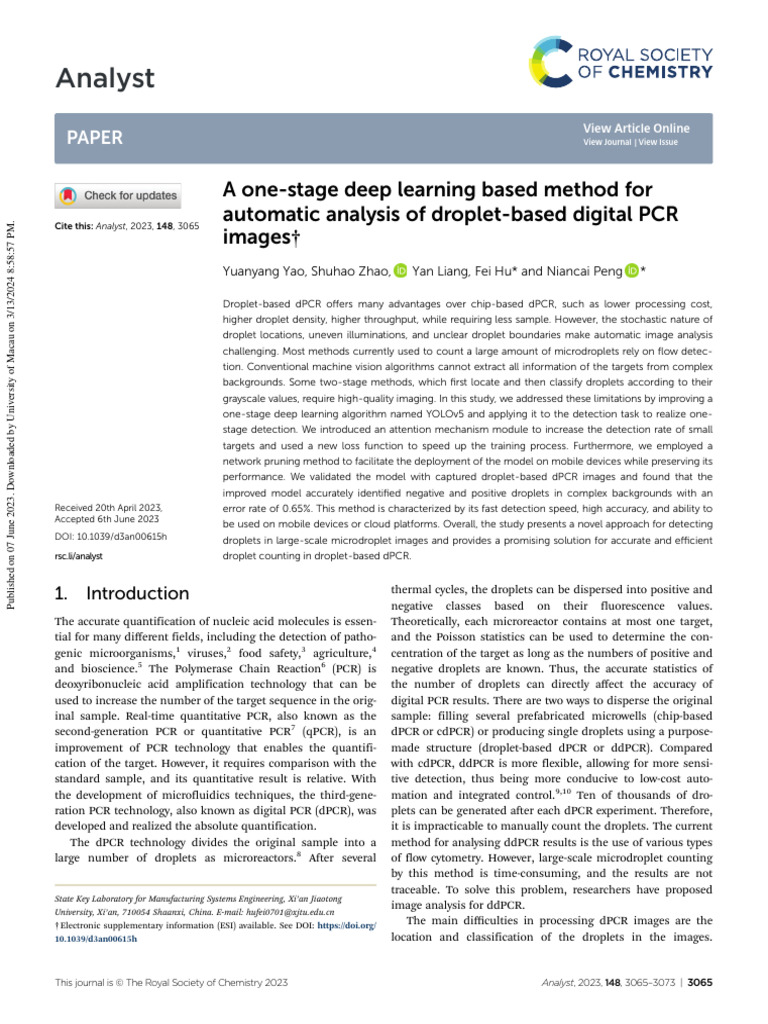 Analyst: A One-Stage Deep Learning Based Method For Automatic Analysis of Droplet-Based Digital ...