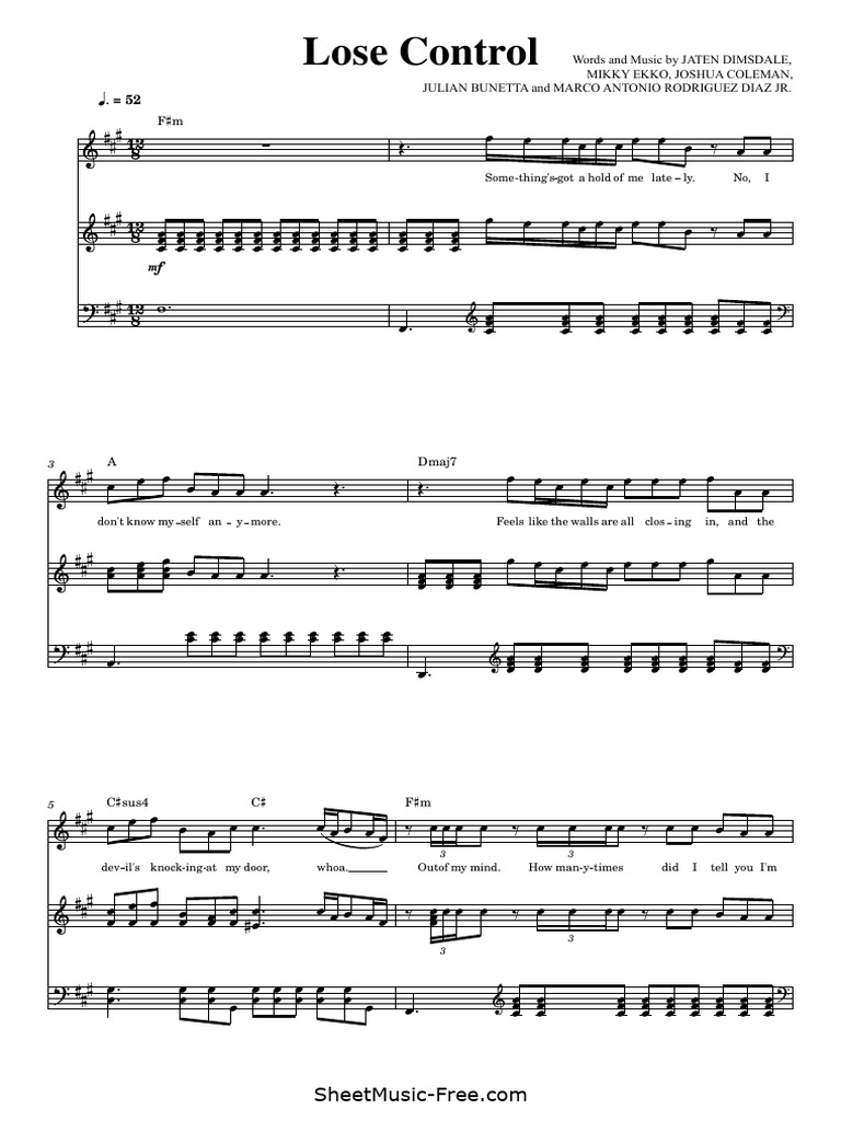 Lose Control Sheet Music Teddy Swims | PDF