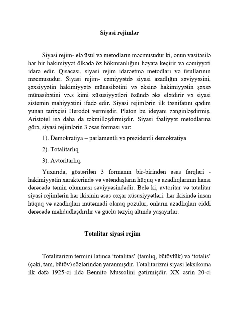 Siyasi Rejimlər | PDF