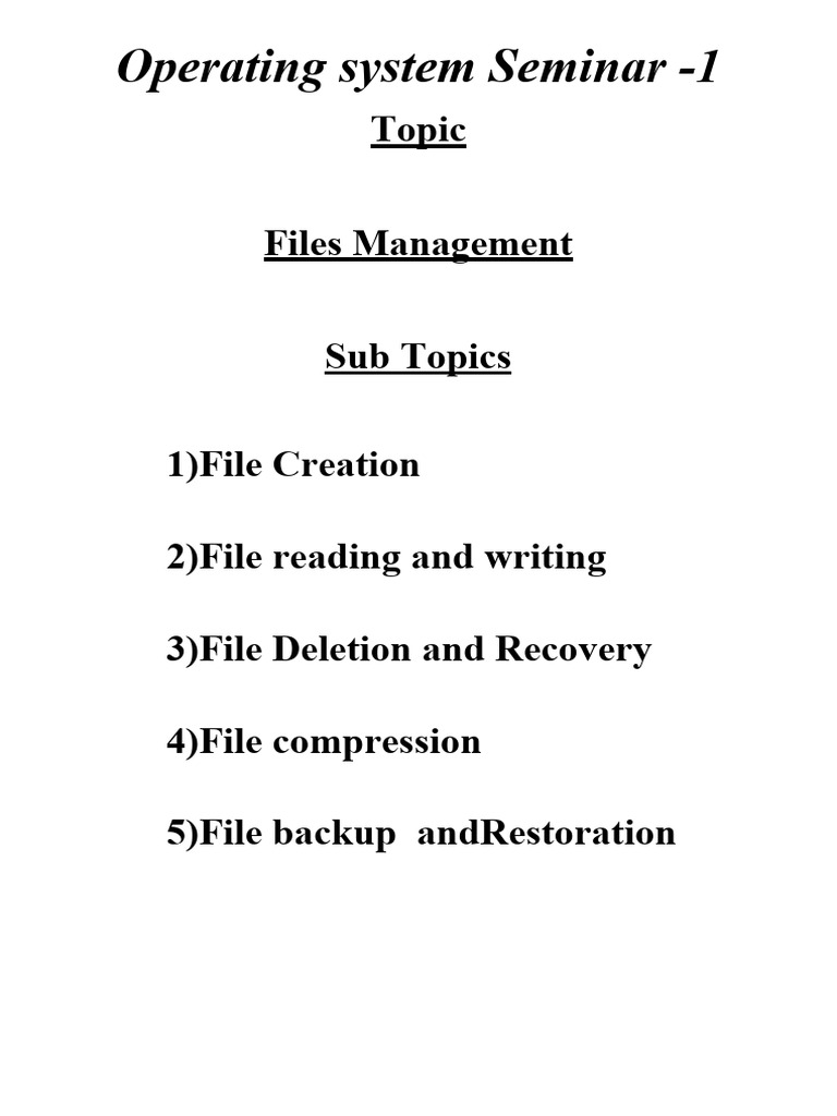Operating System Seminar 1 | PDF | Backup | Data Compression