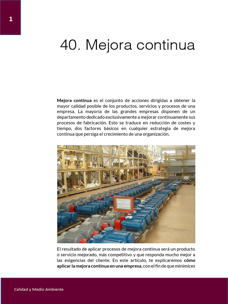 40 Mejora Continua | PDF | Lean Manufacturing | Calidad (comercial)