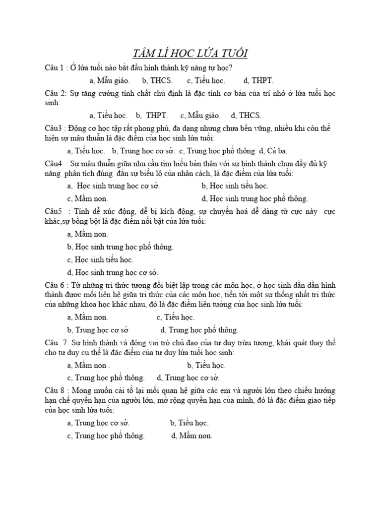 Ôn tập TLH 2 | PDF