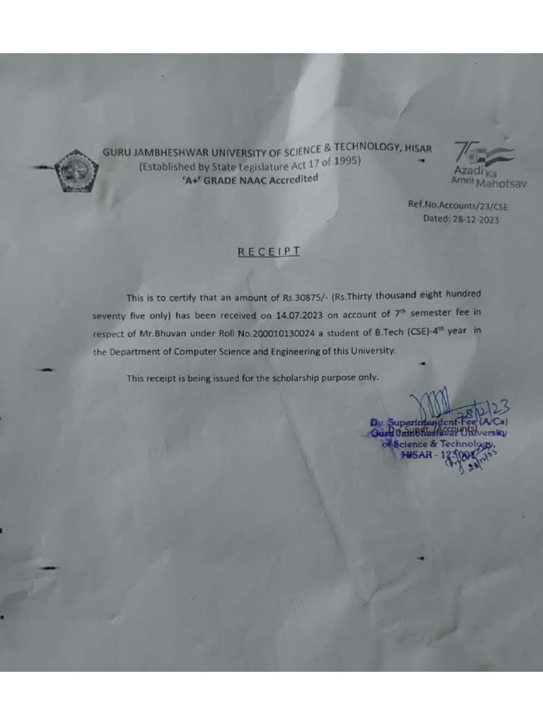 7 and 8th Sem Fee - Compressed | PDF