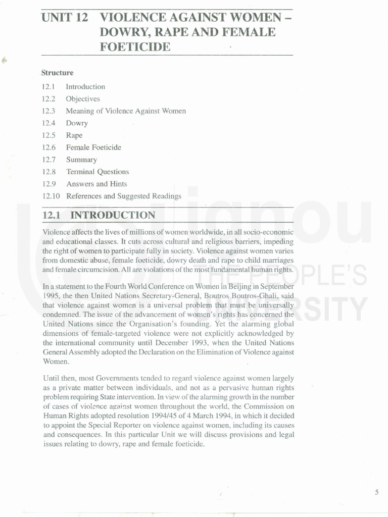 Unit 12 | PDF | Violence Against Women | Rape