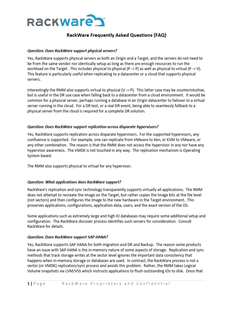 RackWare FAQ 2023 | PDF | Secure Shell | Replication (Computing)