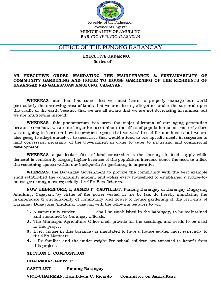 E.O Barangay Community Garden | PDF