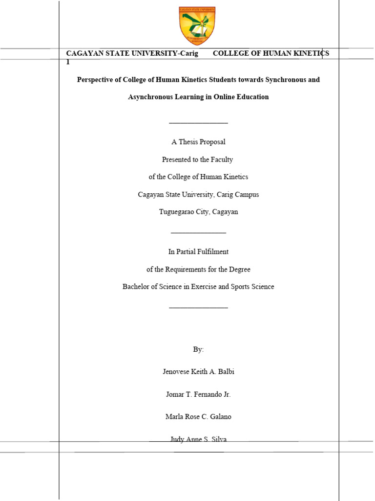 Perspective of College of Human Kinetics Students Towards Synchronous and Asynchronous Learning ...