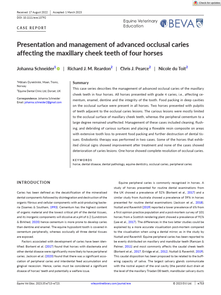 Equine Veterinary Education - 2023 - Schneider - Presentation and ...