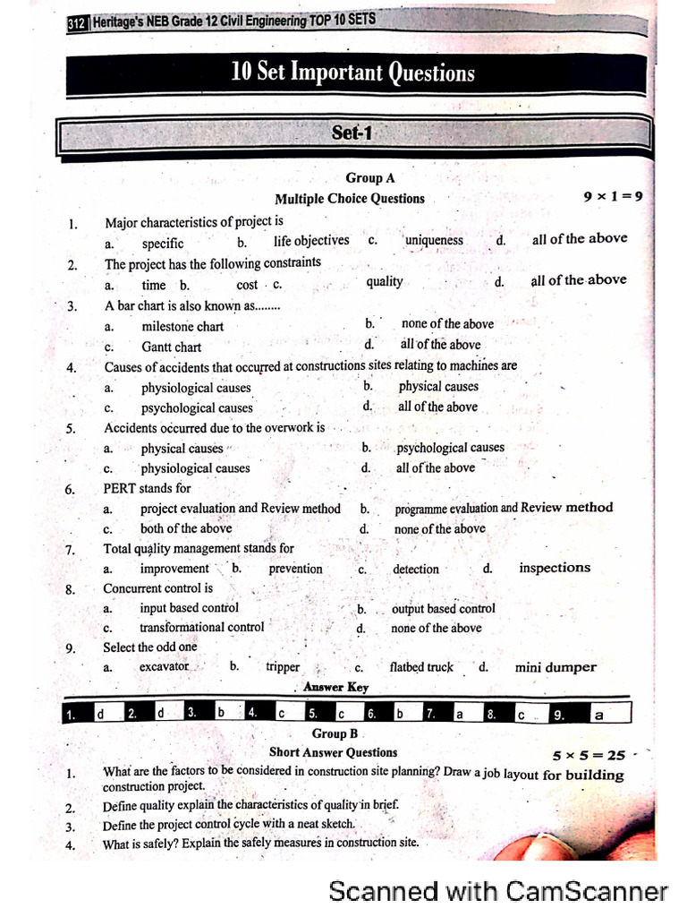 Construction Management Model Question | PDF