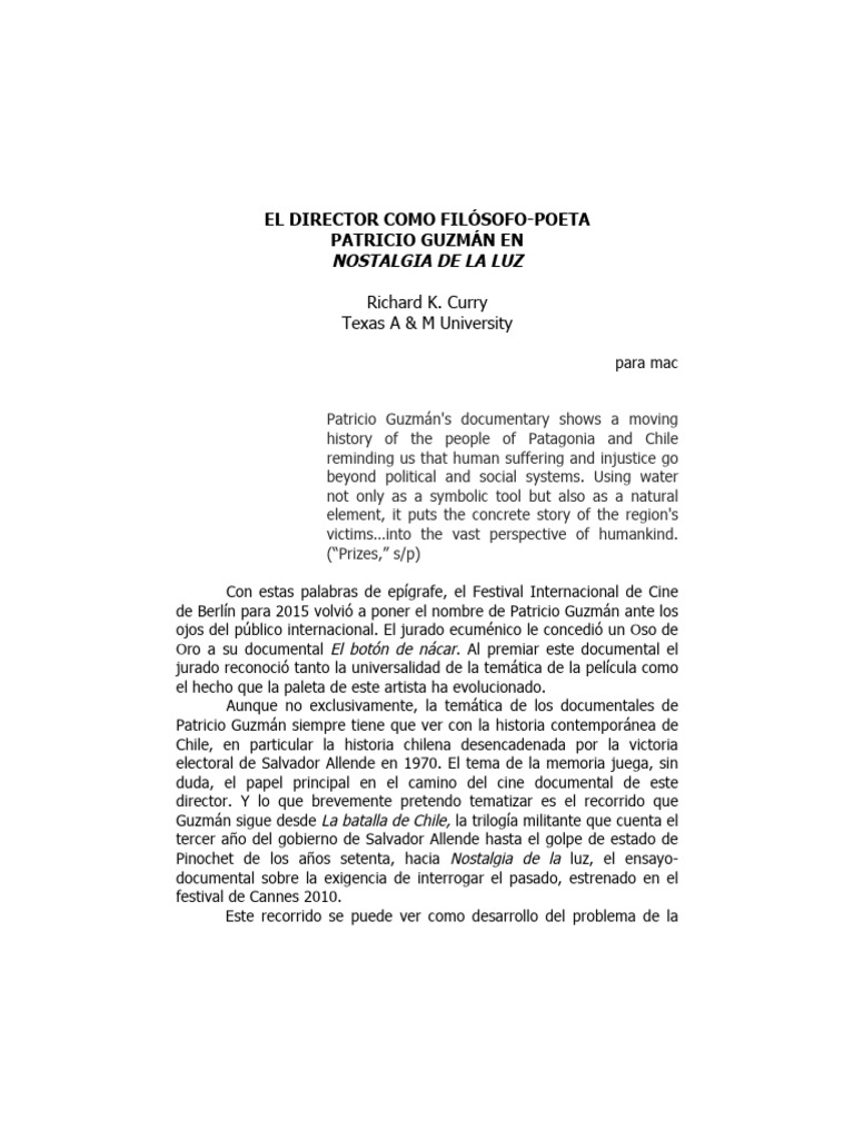 Guzmán: Memoria y Documentales | PDF | Testimonio | Chile