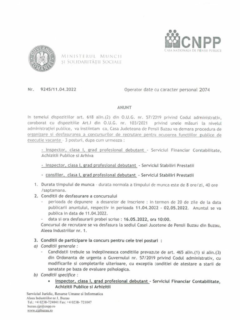 Anunt Concurs | PDF