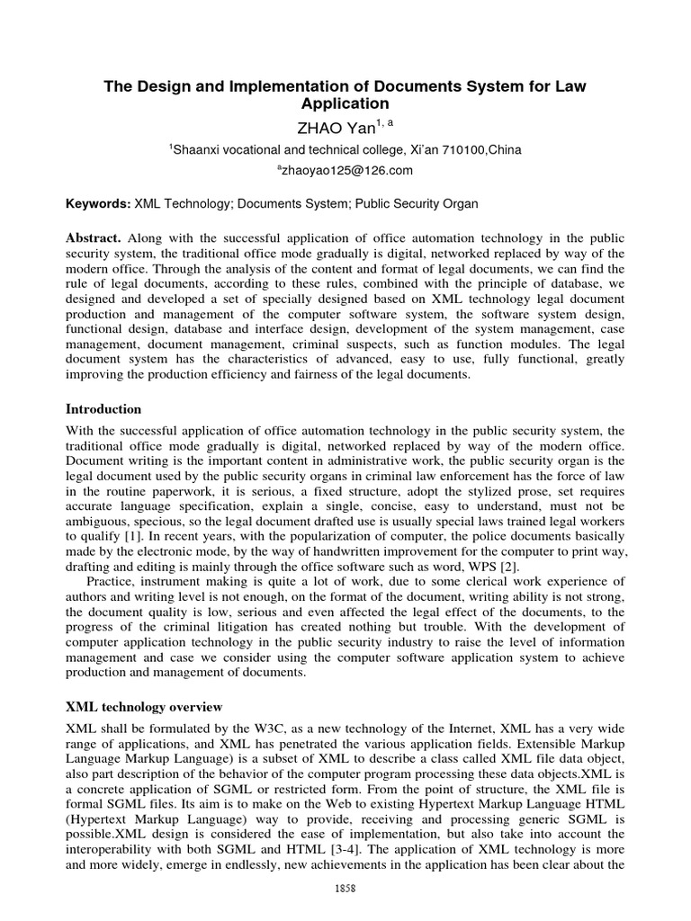 The Design and Implementation of Documents System For Law Application | PDF | Markup Language | Xml