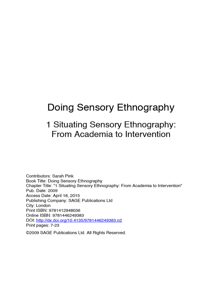 Pink Doing Sensory | Download Free PDF | Ethnography | Experience