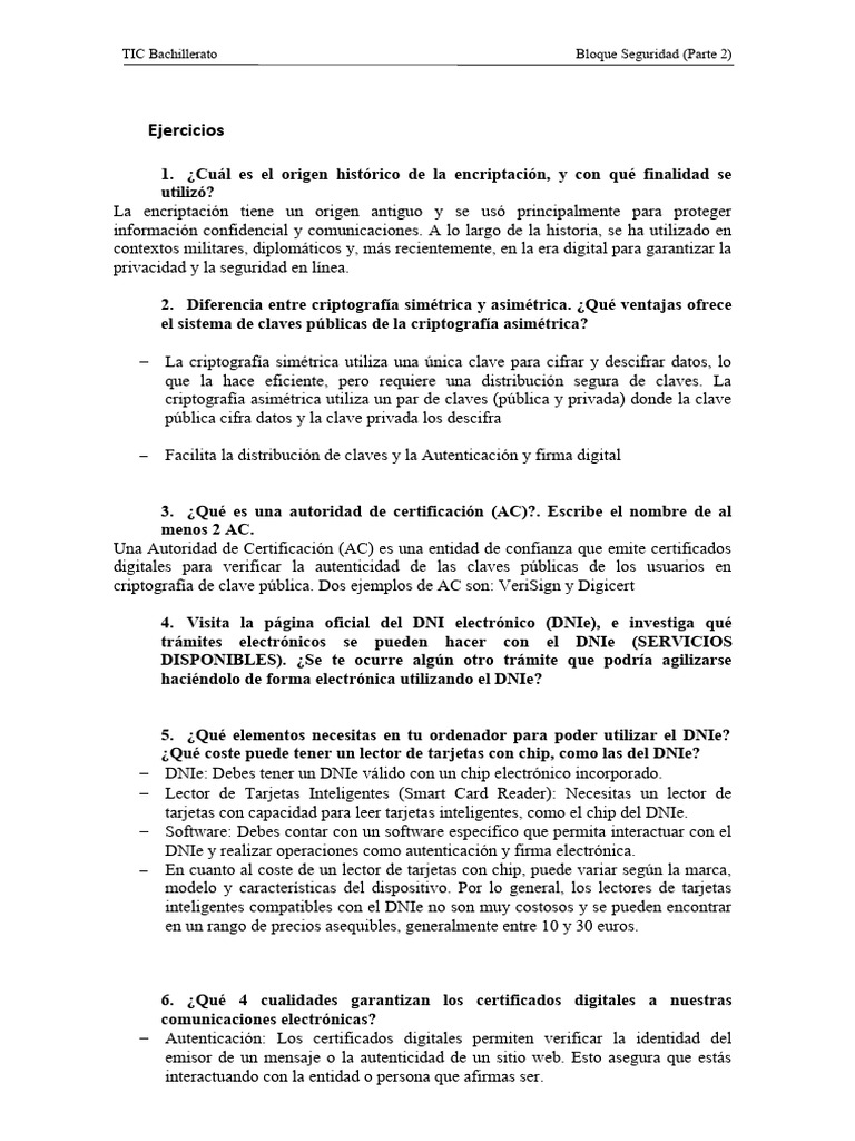 Ejercicios Seguridad Criptpgrafia, Certificacion Digital | PDF | Criptografía de clave pública ...