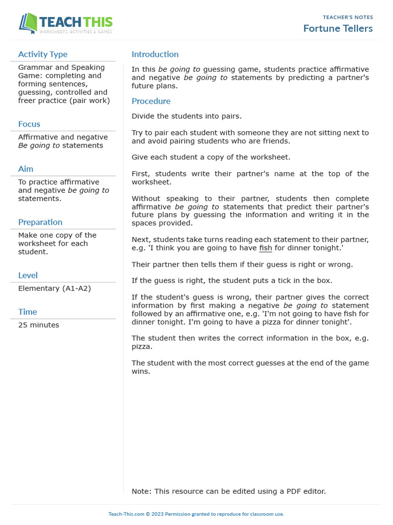 Fortune Tellers | PDF