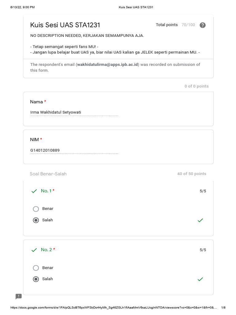 Kuis Sesi Uas Sta1231 | PDF