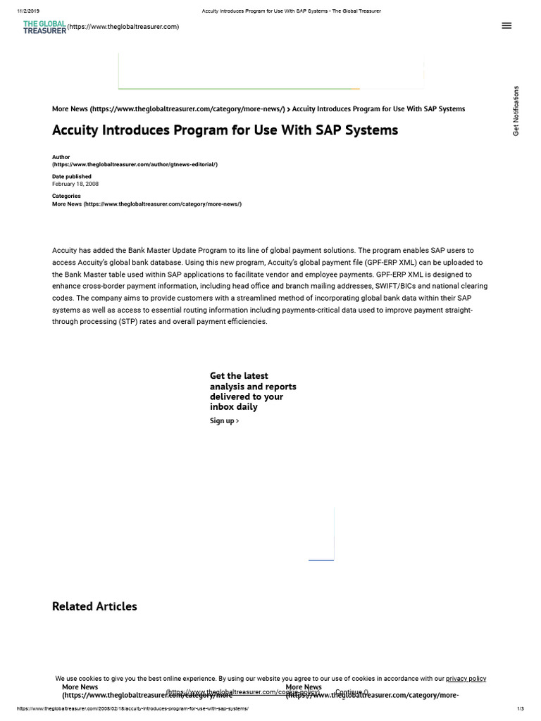 Accuity Introduces Program For Use With SAP Systems - The Global ...