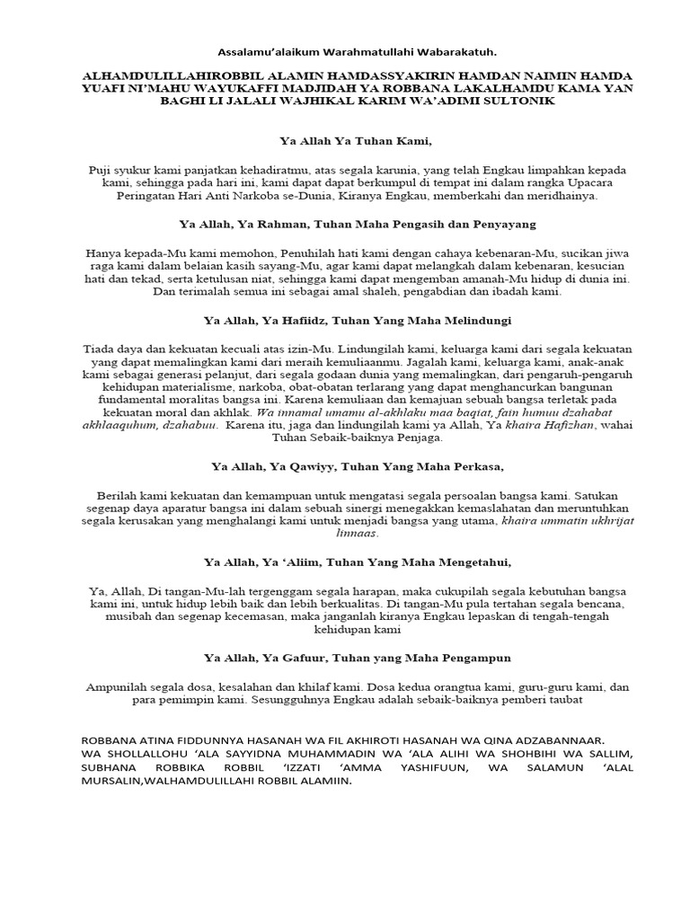 Doa Hari Anti Narkotika | PDF