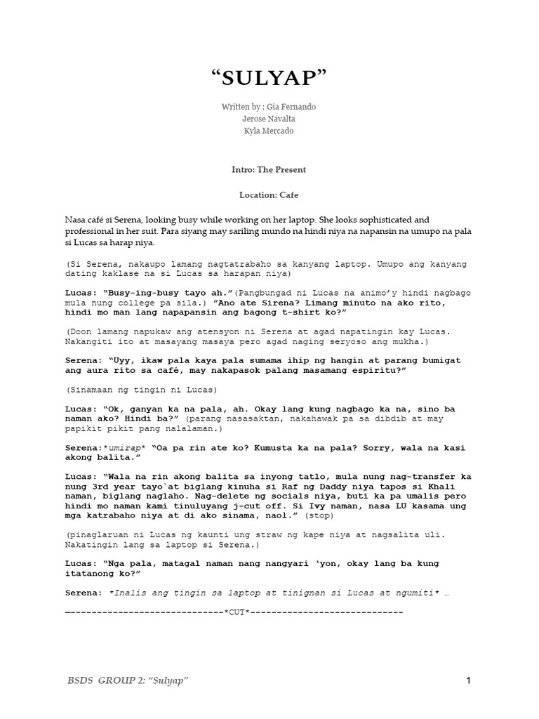 Final Script Sulyap | PDF