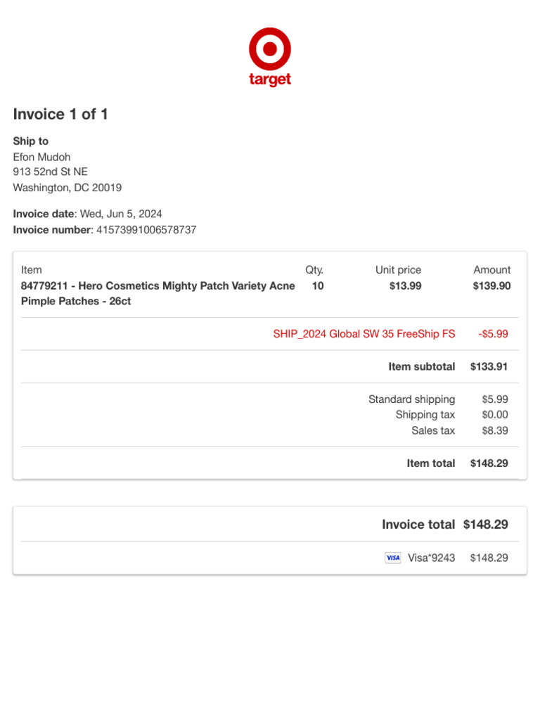 Invoice for Hero Cosmetics Order | PDF