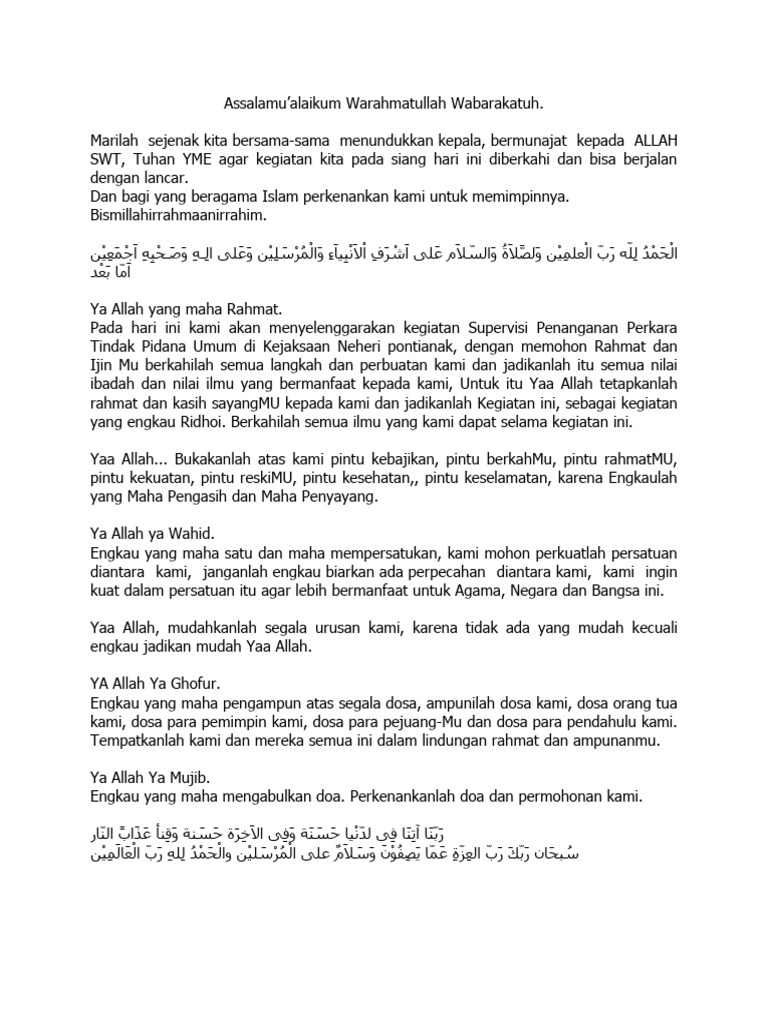 Doa Giat Supervisi | PDF