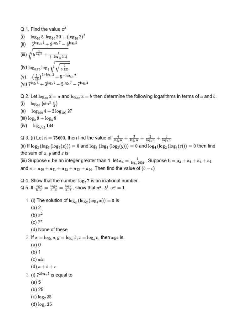 Logarithmic Properties1 | PDF | Logarithm | Mathematical Relations